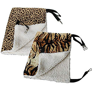 2 Pack of Small Animal Hammock, Chinchilla Cage Accessories Hammock, House Hanging Bed Cage Toys for Mice Rats, Sugar Glider, Squirrel, Chinchilla, Hamster, Guinea Pig Sleeping (Pattern Random)