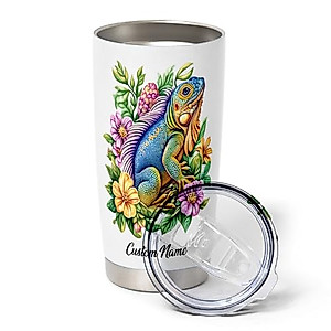 Green Iguana Gifts, Green Iguana Animal’s Name – Custom Cup for Animal Lovers, Gift for Women, Men, Boys, Girls, Gift for Birthdays & Christmas, 20oz Steel Coffee Cup fleGEt