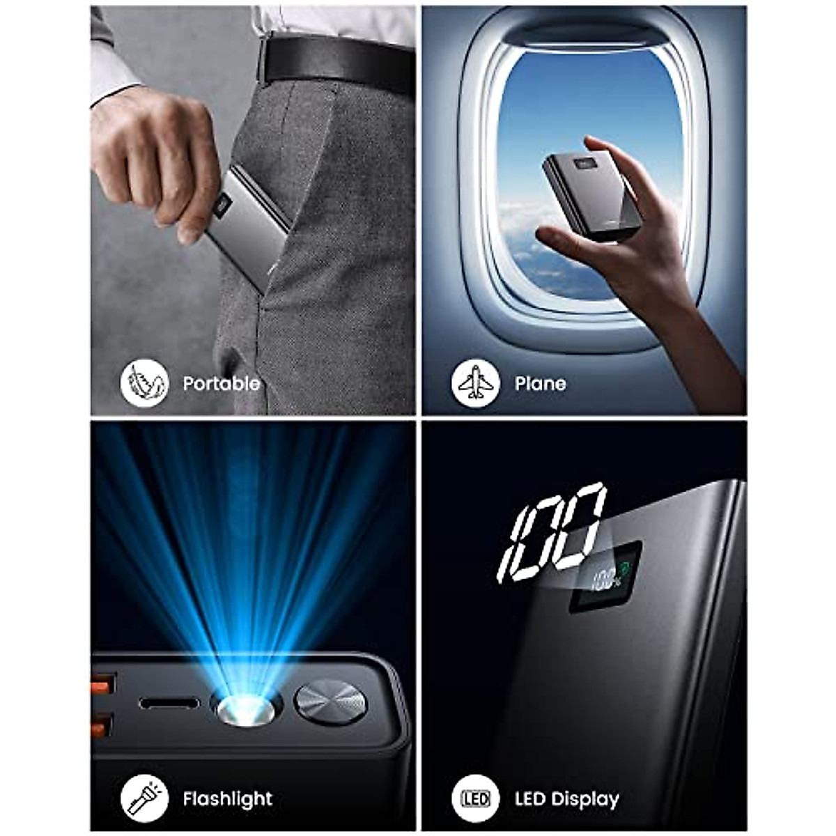 MRGLAS Portable Charger The Smallest 22.5W 10000mAh Power Bank Mini PD3.0 & QC4.0 Fast Charge Portable Battery Charger Tri-Output USB C in & Out Phone Charger Compatible iPhone 14 Pro Max iPad Samsung