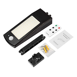 Outdoor Solar LED Wall Light IP65 Waterproof Area Security Night Lighting Wireless Dusk to Dawn Motion Sensor Lamp Remote Controlled 4 Working Modes for Garden, Fence, Patio, Yard, 900LM 6000K