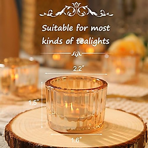 Capaniel 36pcs Gold Tealight Candle Holder, Glass Gold Plating Votive Candle Holders Small Candle Holders Bulk for Wedding Table Centerpiece, Birthday Party, Home Decoration