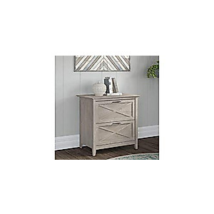 Bush Furniture Key West 2 Drawer Lateral File Cabinet in Washed Gray & Key West Modern Farmhouse Writing Desk for Home Office, 60W, Washed Gray
