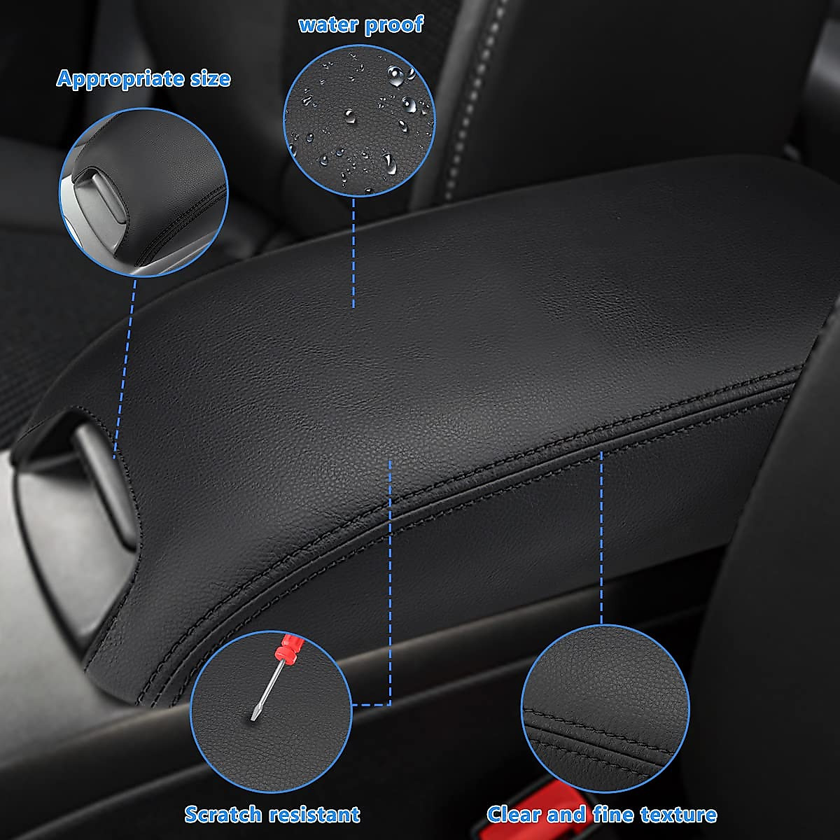 INTGET Center Console Cover for 2011-2020 Dodge Journey Accessories Leather Middle Armrest Cover Arm Rest Box Lid Protector Car Seat Box Cover for Dodge Journey