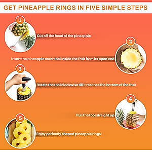 Cheer Collection Pineapple Corer And Slicer Tool, Stainless Steel Pineapple Core Remover with Non Slip Handle