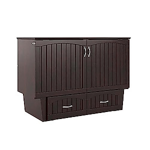 AFI, Nantucket Murphy Bed Chest with 6 inch Memory Foam Folding Matttress, Built-in Charging Station and Storage Drawer, Full, Espresso