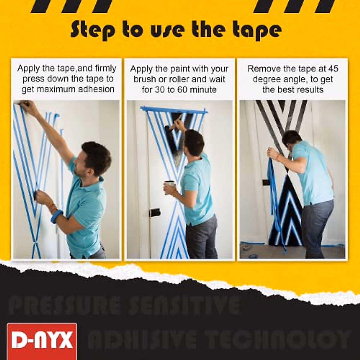 Professional Painters Tape 1inch x 60 Yards | Sharp Edge Line Technology Residue-Free MultiSurface Painter Tape | Automotive Refinish Paper Masking Paint Rolls for Wall Art Renovation (3 PACK -BLUE)