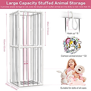 sunoyar Plush Stuffed Animal Storage Holder, Large Capacity Zoo Storage Cage Organizer, Animal Holder Organizer with Bottom Net for Nursery Play Room Bedroom Decoration