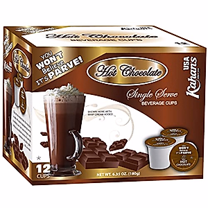 Dairy Free, Hot Chocolate Cups, Compatible with K Cup Coffee Maker, (12 cups), Caffeine Free, Vegan