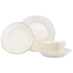 Vietri Lastra Linen 4-Pc Place Setting, Dinnerware Set - Cereal/Pasta Bowls, Salad/Dinner Plates