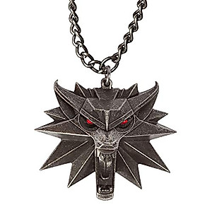 JINX The Witcher 3 Necklace with White Wolf Medallion + LED Eyes