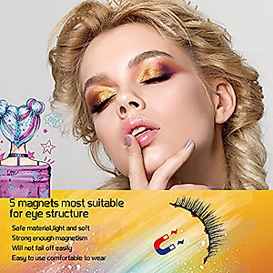 Magnetic Eyelashes with Eyeliner and Tweezers,5 Pairs Reusable Magnetic Lashes,3D&5D False Fake Eyelashes Natural Look with Applicator and Eyeliner,Waterproof Liquid Liner No Glue Needed