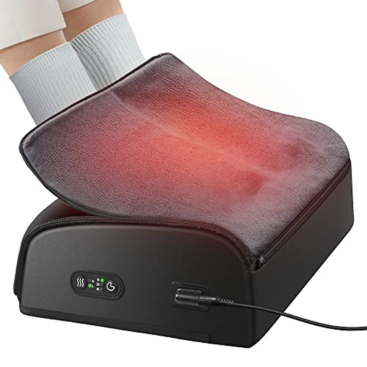 Comfier Heated Foot Rest for Under Desk at Work&Foot Warmer,Adjustable Ergonomic Foot Stand,Office Chair&Home Gaming Desk Footstool,Memory Foam Support Cushion for Back Pain Relief,Gifts for Men,Women