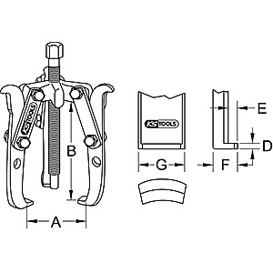 KS TOOLS Uni Puller 2 and 3 Leg, 120mm, Clear