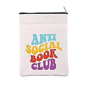 Anti Social Book Club Book Sleeve Book Lovers Gift Book Readers Book Cover Introvert Book Gift Funny Sarcastic Gift Bookish Gift Bibliophile Gift (Anti Social BS)