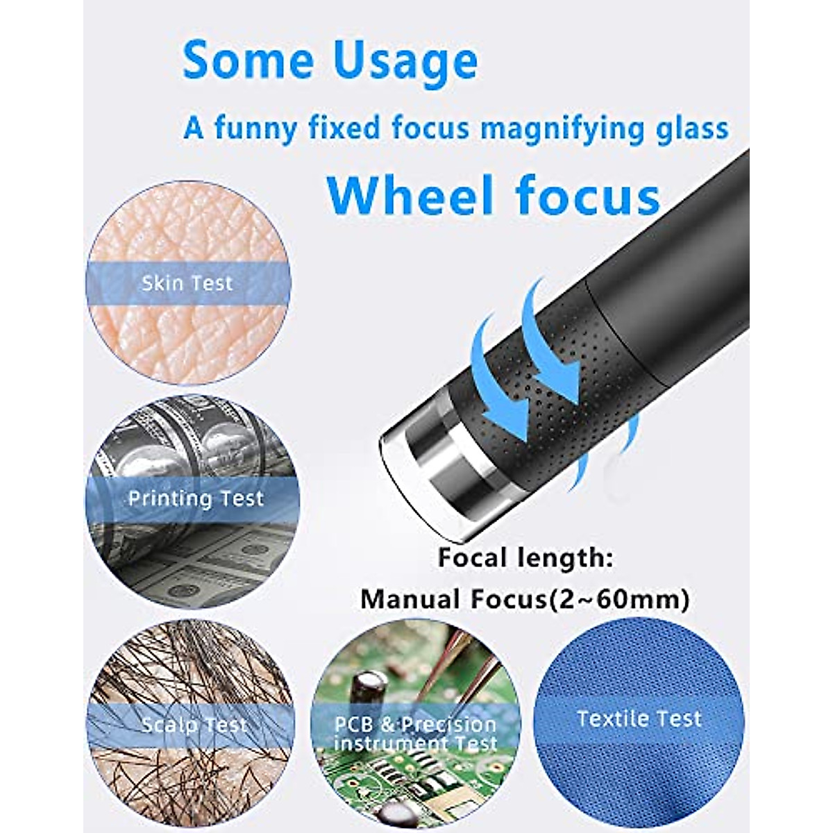 Wireless USB Digital Microscope, Handheld HD Fixed Focus Magnifier, Pocket Microscopes with LED Lights, 50x-1000x Magnification Inspection Camera Compatible with IOS Android Phone, MacBook, Windows PC