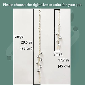 DORUI Dog Hanging Doorbells| 4 Extra Loud Dog Potty Training Bells| Adjustable Durable Braided Rope Door Bell for Dogs to Ring to Go Outside(Silver, Small)