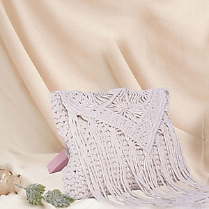 DIGOGO Womens Cotton Crochet Fringe Crossbody Shoulder Bag Bohemian Summer Beach Purse Handwoven Straw Bag