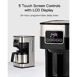 Boly Coffee Maker with Thermal Carafe 8 Cup, Programmable Coffee Maker Drip with Timer and Coffee Pot, Automatic Coffee Machine Includes Reusable Filter