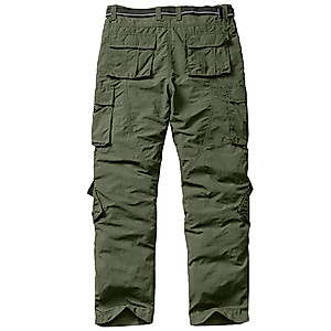 linlon Men's Outdoor Casual Quick Drying Lightweight Hiking Cargo Pants with 8 Pockets,Army Green,38