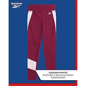 Reebok Girls' Sweatsuit Set - 2 Piece Hoodie Sweatshirt and Leggings - Youth Clothing Set for Girls (7-12), Size 8, Frost Berry