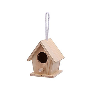 HEALIFTY Wooden Hanging House Mini Bird Nest Woodhouse for Decoration 4Pcs