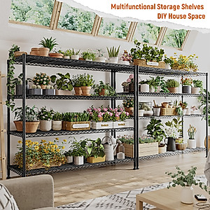 REIBII Storage Shelves 45.3''W Wire Shelving Unit 4 Tier Metal Shelves for Storage Rack Metal Shelving for Pantry Shelves Kitchen Steel Shelving, 45.3''W*63''H*17.7" D