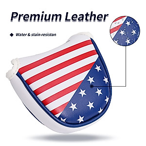 Mile High Life | US States Flag Mallet Putter Cover | Synthetic Leather Golf Head Covers | America Flag Putter Headcover compatible with Odyssey/Taylormade/Scotty Cameron Putters (California)
