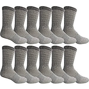 Yacht & Smith Wholesale Bulk Merino Wool Thermal Hiking Boot Socks, Mens Womans Kids (Mens/Assorted, 4) (Mens/Gray)