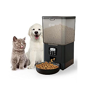 Ciays Automatic Cat Feeders, 5.6L Cat Food Dispenser Up to 20 Portions Control 4 Meals Per Day, Pet Dry Food Dispenser for Small Medium Cats Dogs, Dual Power Supply & Voice Recorder, Black, PAF-A06