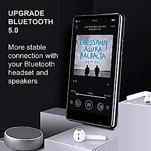 Mp3 Player with Bluetooth 5.0, Tengsen 4.0" Touchscreen 16GB HD Video MP3 Mp4 Music Player with Speaker,Portable HiFi Sound with FM Radio, Voice Recorder, E-Book, Sport Pedometer,Support 128G TF Card