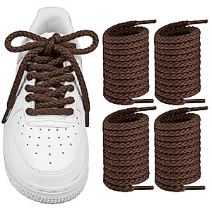 Endoto 2 Pairs Round Rope Shoe Laces Thick Cotton Shoelaces Strings for Air Force 1, Air Jordan,Dunk Chunky Twisted Shoelaces Sneaker Shoes(Color:Brown,Size:7MM-50Inch)