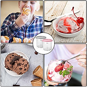 2 Pack Replacement Containers for Ninja Creami Pints and Lids, Reusable Ice Cream Containers with Lids Creami Containers Compatible with NC301 NC300 NC299AMZ Series Ice Cream Maker (Pink, Gray)