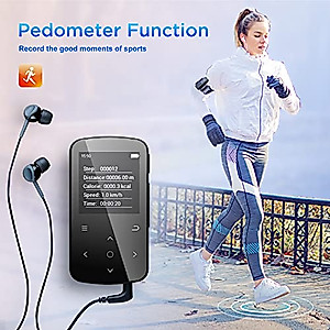 64 GB Clip MP3 Player, ZOOAOXO Music Player with Bluetooth 5.2, HD Screen, HiFi Sound, Voice Recorder, FM Radio, Pedometer, 1.04 oz Ultra-Light, Great for Sports, Card Reader and Earphones Included