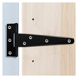 Heavy Duty Hinge,Long Strap T Hinge, 6 X 5 Inch Heavy Duty Hinges Black Iron T-Shaped Triangle Hinges Shed Wood Fence Door Hinges Hardware