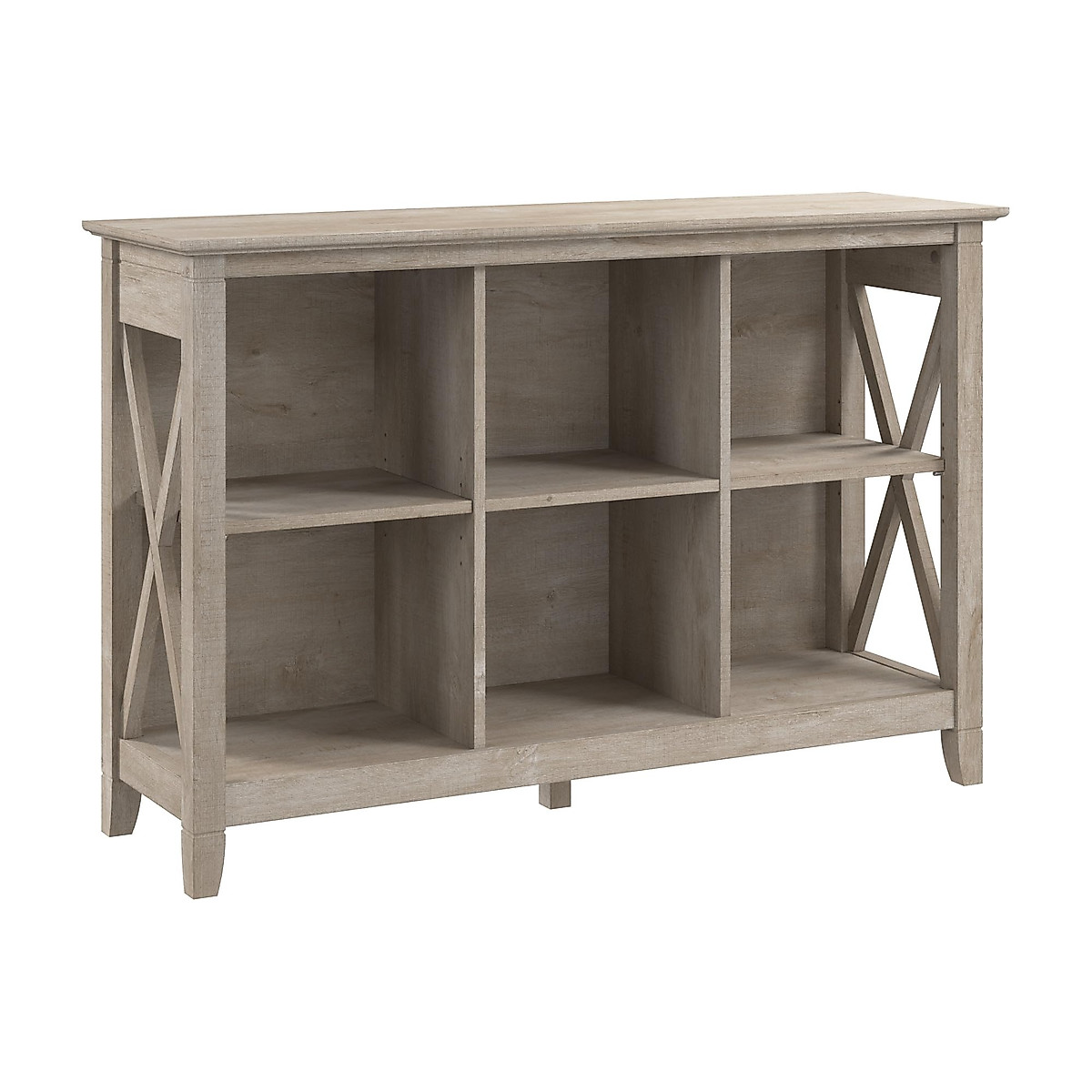 Bush Furniture Key West 6 Cube Bookcase in Washed Gray, Small Organizer for Home Office, Living Room, and Entryway