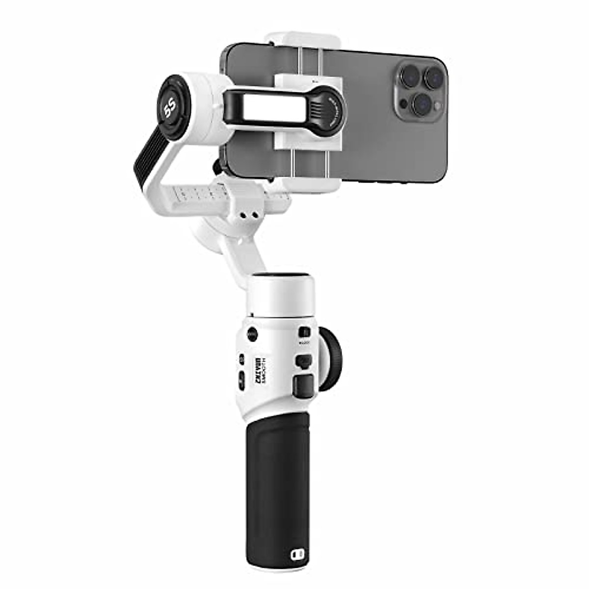 Zhiyun Smooth 5S Combo white Gimbal Stabilizer for Smartphone for iPhone 14 13 12 11 SE XS XR X 8 Pro Max Plus Samsung Android YouTube Tiktok Vlogging, Zhiyun Smooth 5 Phone Gimbal upgraded version