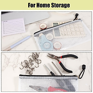 EOOUT 48pcs Mesh Zipper Pouch, 9.5x4.5 Inches Waterproof Zipper Bags, Clear Small Zipper Pouches, Organizing Storage with Zipper for Bill, File and Travel (Black)