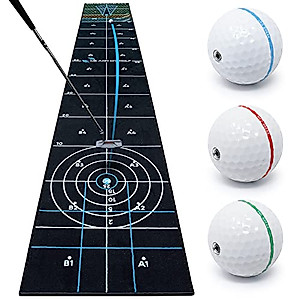 ME AND MY GOLF 6 in 1 Games Golf Putting Mat (14ft) - Includes Instructional Training Videos, Black