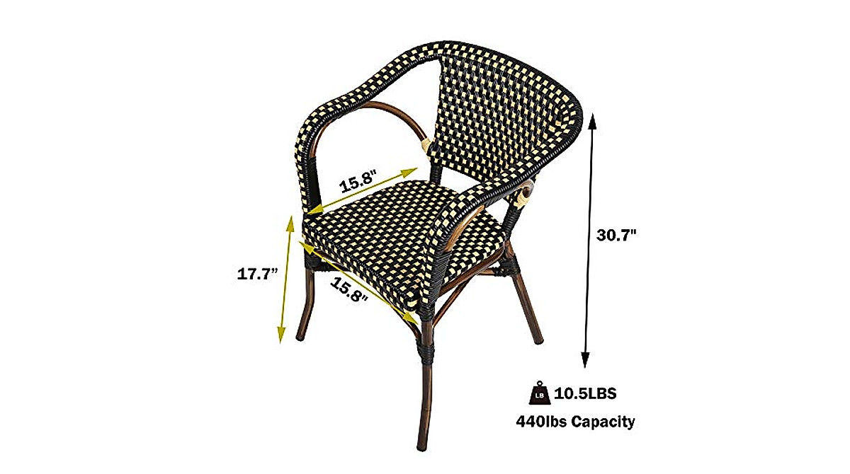 Stackable Outdoor Rattan Wicker Chairs - Patio Dining Set of 4
