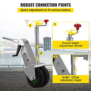 VEVOR Manual Trailer Dolly, 5000lb Load Capacity Trailer Mover Valet w/ 6.3" Hitch Plate & 10.63" Wheels, 10.64" Adjustable Height, Heavy-Duty Trailer Jack Tug for Car, RV, Boat, and Travel Trailers