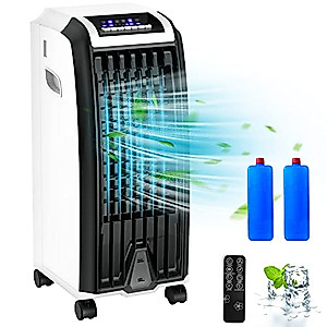 PETSITE Evaporative Air Cooler, 3-IN-1 Portable Air Cooler with Remote Control, 7.5-Hour Timer, 3 Modes, 3 Speeds, 2 Ice Packs, Swamp Cooler Air Conditioner for Bedroom, Home Office Dorms