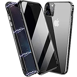 Privacy Magnetic Case for iPhone 11, Anti Peep Magnetic Adsorption Privacy Screen Protector Double Sided Tempered Glass Metal Bumper Frame Anti-Peeping Phone Case Anti-Spy Cover for iPhone 11