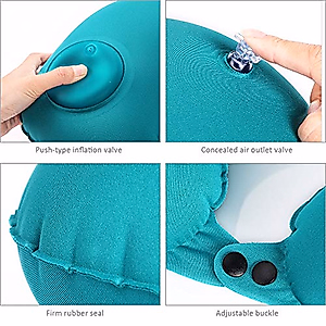 Inflatable Travel Pillow, 2019 New Pressing U-shaped Neck Pillow, Portable Sleeping Pillow for Airplane, Train, Car, Office (Navy)