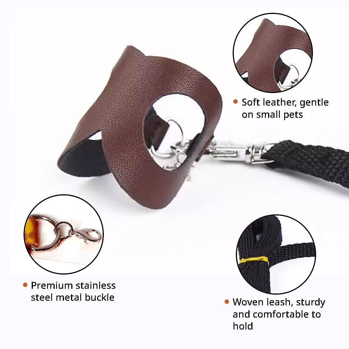 MANON ROSA Sugar Gliders Harness Leash Set - 3 Pcs Training Walking Gear Small Animal Adjustable Traction Ropes Vest for Squirrels Hamsters Rats Gerbils Reptiles Bearded Dragon Lizards Black