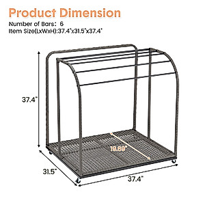 Flarhetoric Pool Towel Rack,Outdoor Pool Storage Rack with Rattan Base and 5 Towel Bars,Pool Float Storage with Compartments, Store Buoys, Pool Floats, Swimming Rings, Suitable for Outdoor/Indoor