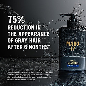 MARO17 Black+ Shampoo - Mens Shampoo for Gray Hair Reversal - Sulfate Free + DHT Blocker, Royal Jelly & Collagen for Thicker, Darker Hair - Protects Follicles, Promotes Growth, & Prevents Greying