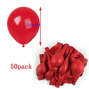 KADBANER Red balloons,12-inch latex balloons 50 pcs, wedding, birthday party, baby shower, Christmas party decorations