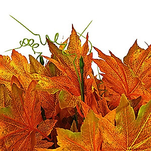 Artflower Fake Fall Bushes Autumn Fake Fall Bushes Artificial Large Maple Leaves Artificial Maple Leaves Branches for Indoor Outdoor Table Centerpieces Christmas Thanksgiving Decoration, 4 Pcs