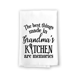 Honey Dew Gifts Kitchen Towels, The Best Things Made in Grandma's Kitchen are Memories Flour Sack Towel, 27 inch by 27 inch, 100% Cotton, Multi-Purpose Inspirational Towel, Home Decor