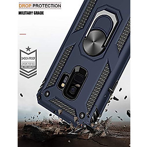 LUMARKE Galaxy S9 Case,Military Grade 16ft. Drop Tested Dual Layered Heavy Duty Cover with Magnetic Ring Kickstand Compatible with Car Mount Holder,Protective Phone Case for Samsung Galaxy S9 Blue